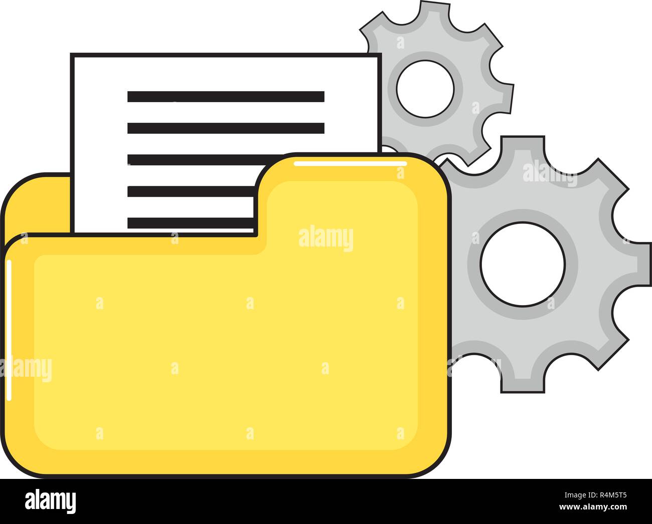 technical support documents folder with gears and information cartoon ...