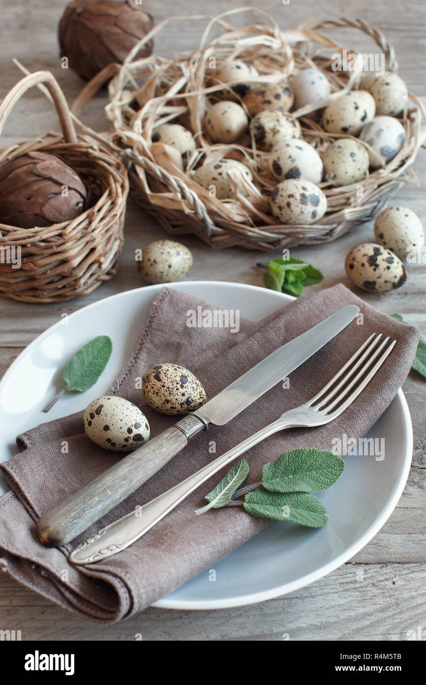 Rustic Easter table setting Stock Photo - Alamy