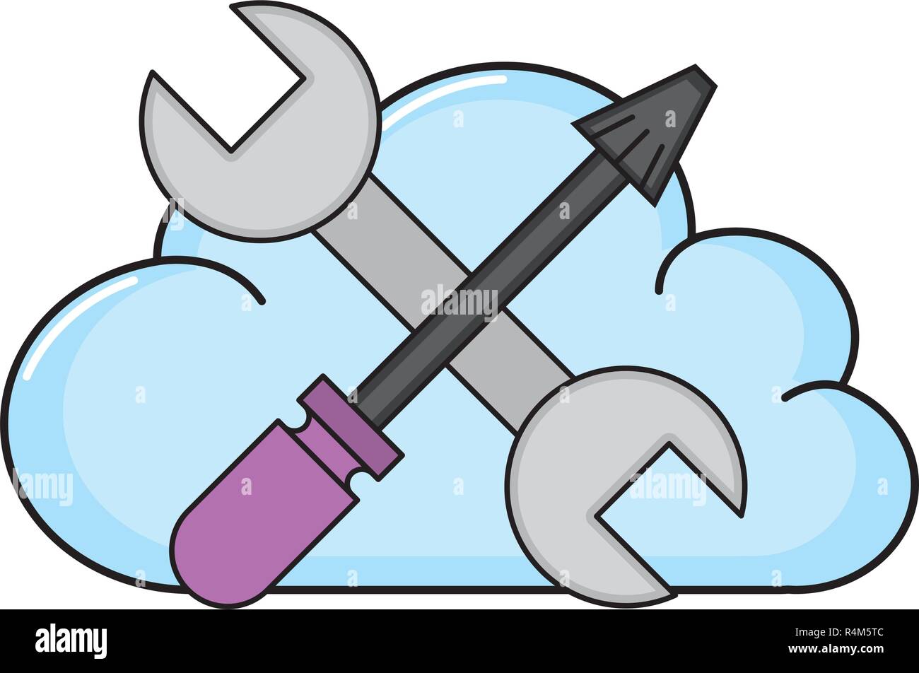 technical support web cloud with support tools cartoon vector ...