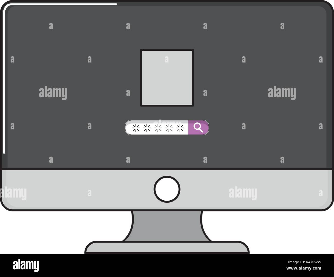 technology computing screen with virtual searcher cartoon vector ...