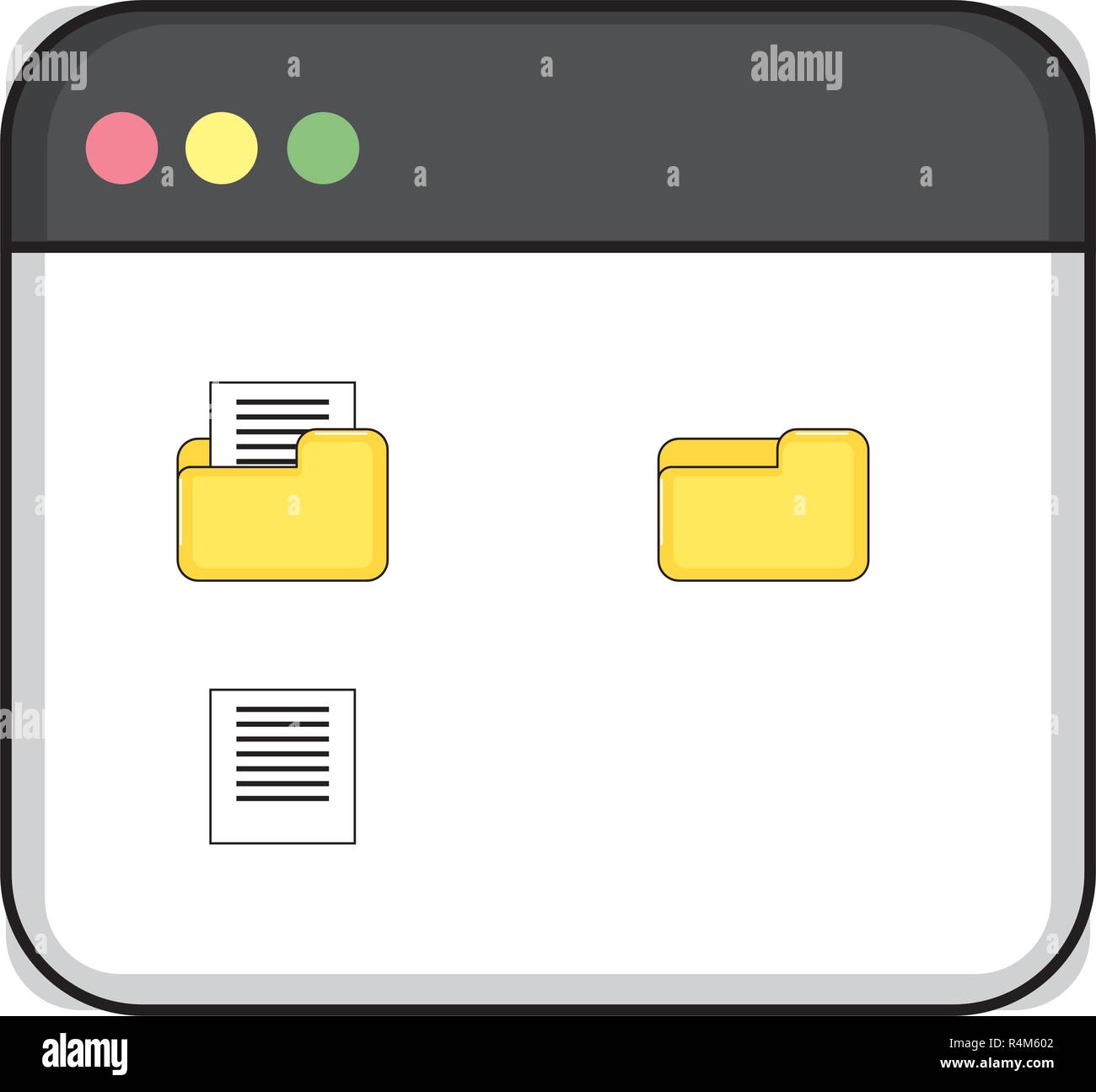 technology computing window with documents folders cartoon vector ...