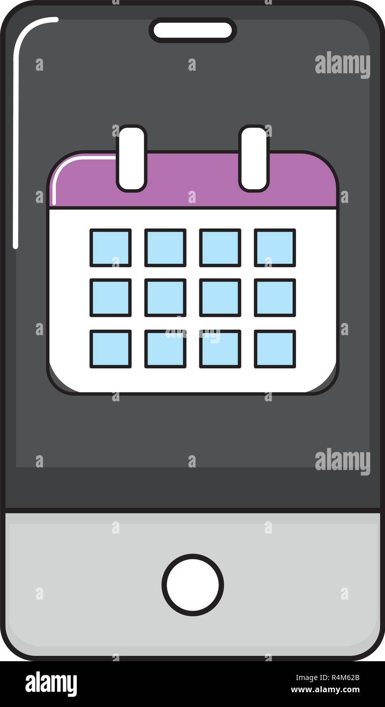 technology smartphone with calendar app cartoon vector illustration ...