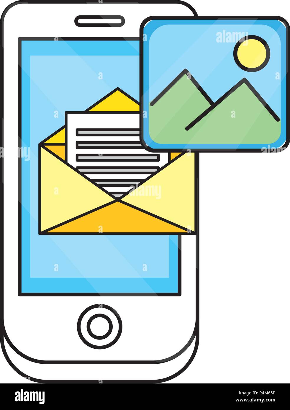 technology smartphone with image and email cartoon vector illustration ...