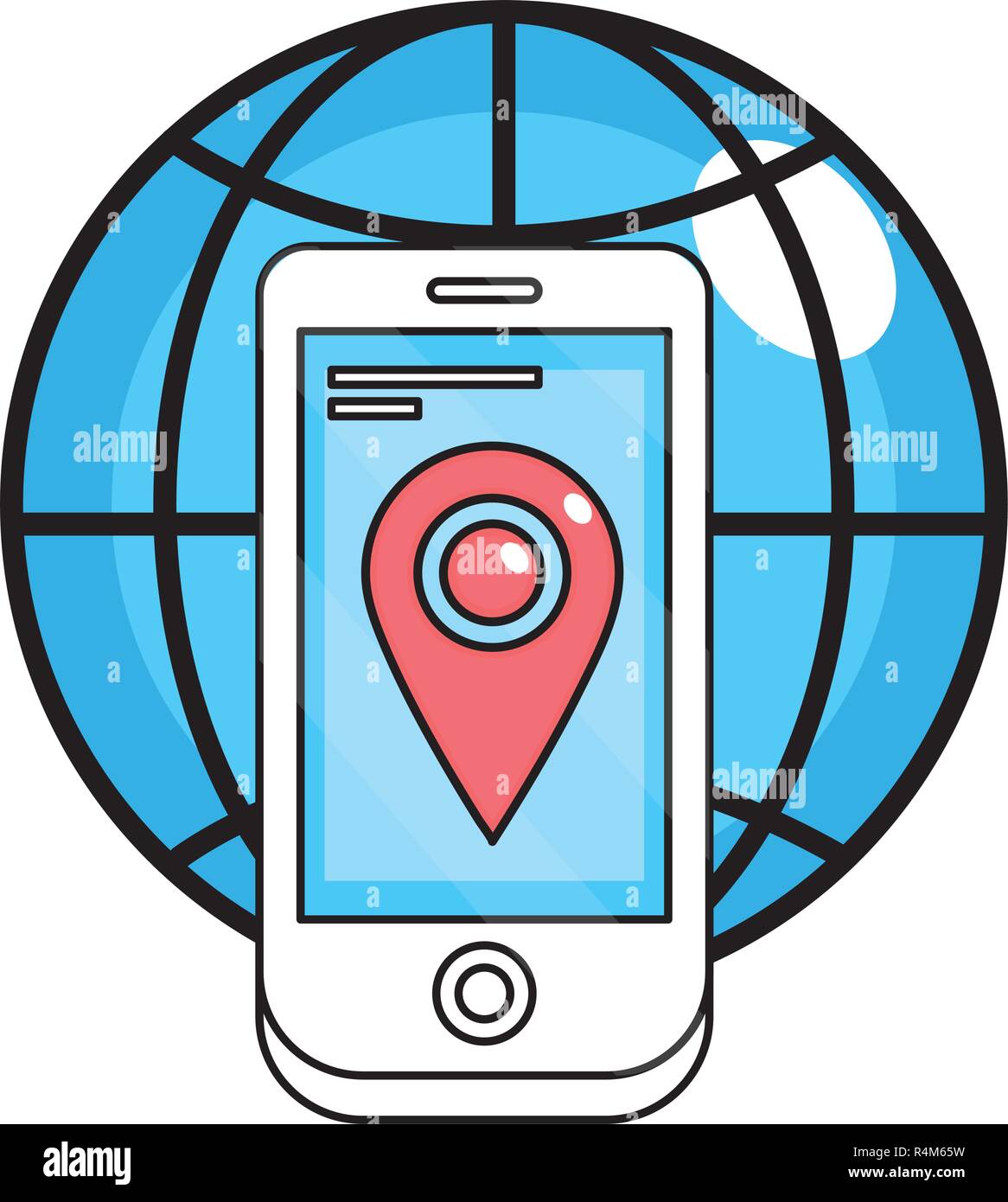 technology smartphone with gps location in front web icon cartoon ...