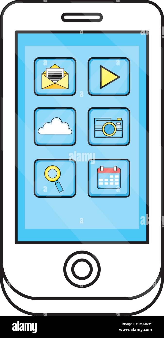 technology smartphone apps with media player and calendar with cloud ...