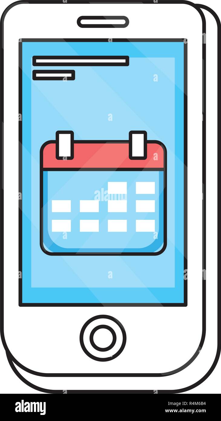technology smartphone with calendar app cartoon vector illustration ...