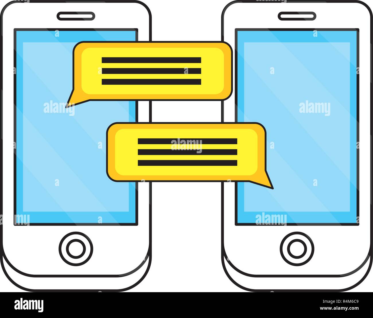 technology smartphones chatting cartoon vector illustration graphic ...