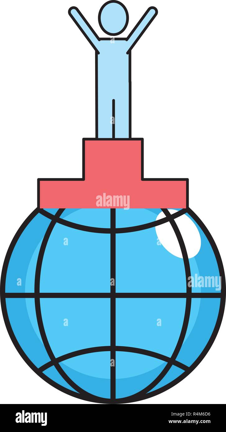 technology web icon with success man cartoon vector illustration ...