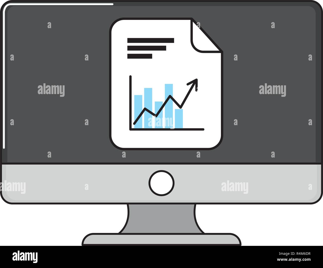 technology computing screen with statistics cartoon vector illustration ...