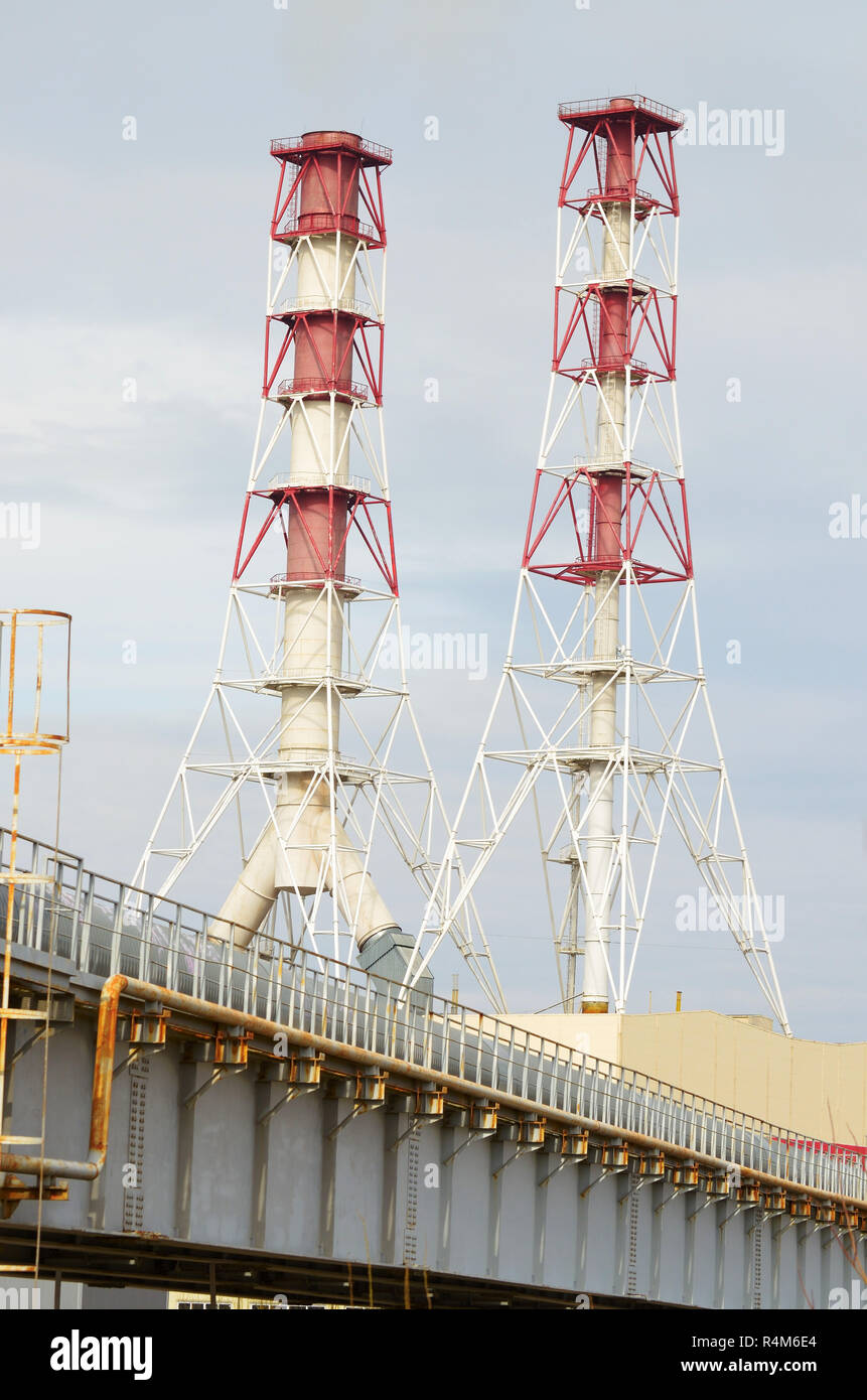 Chimney at the thermal power plant.Combustion Products are discharged ...