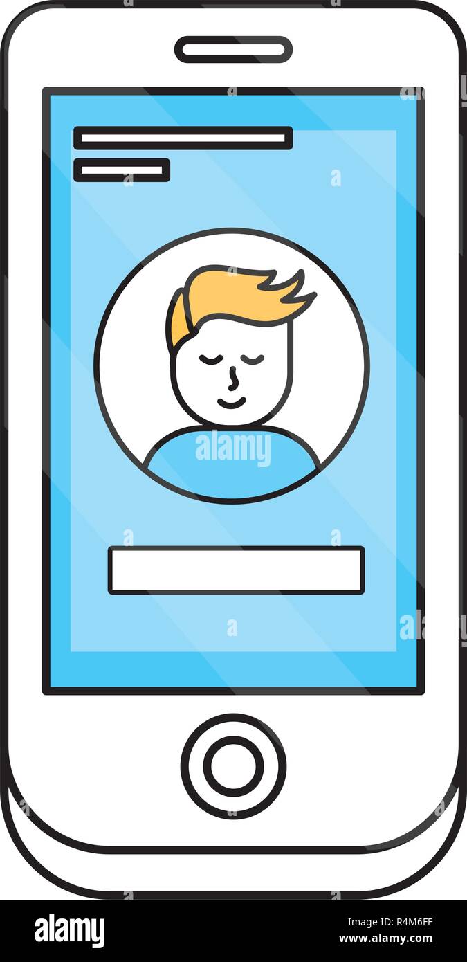 technology smartphone with contact information cartoon vector ...