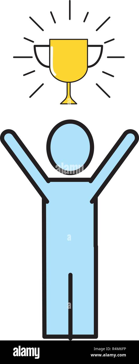 trophy with success man cartoon vector illustration graphic design ...