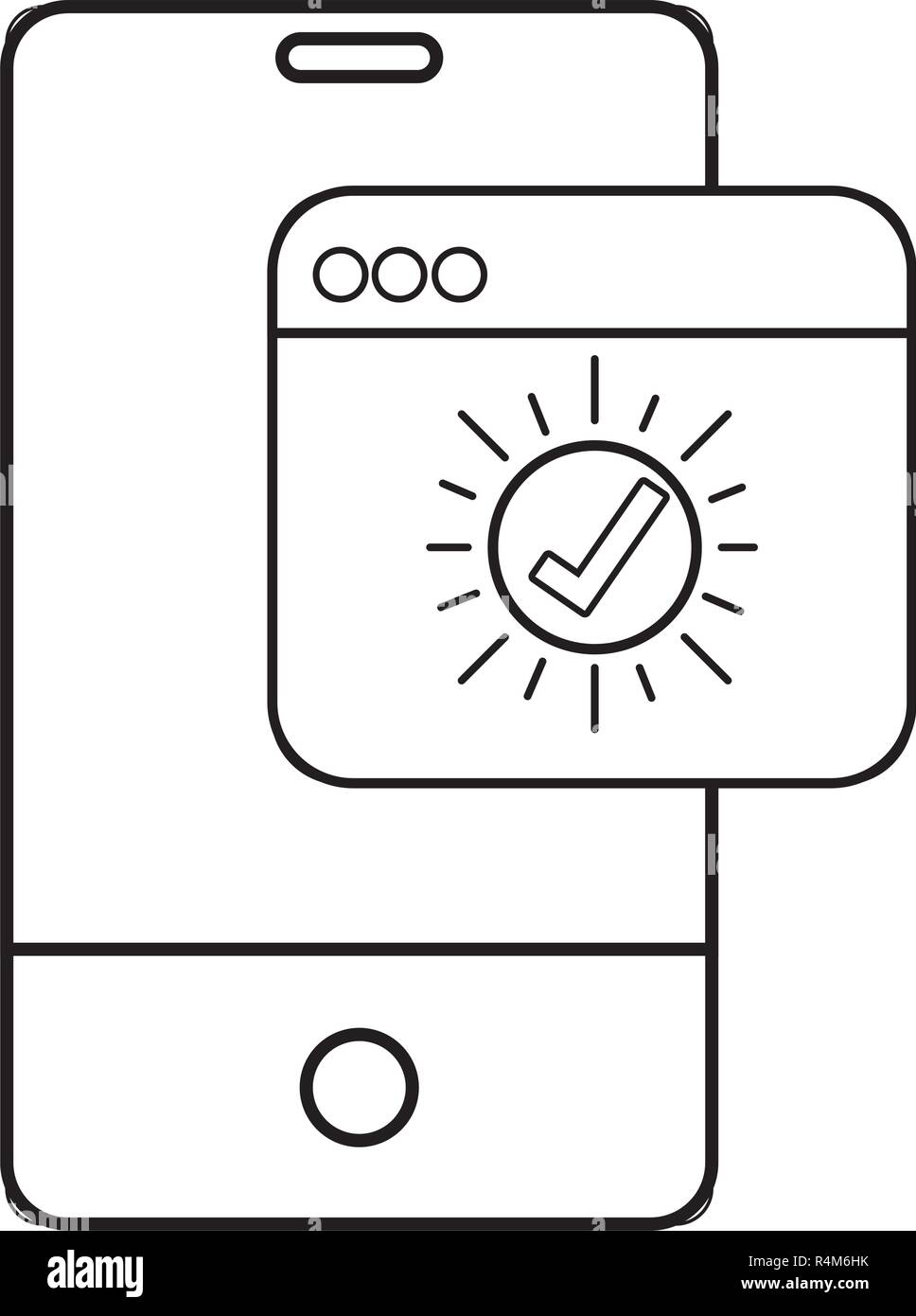 technology smartphone with check mark cartoon vector illustration ...