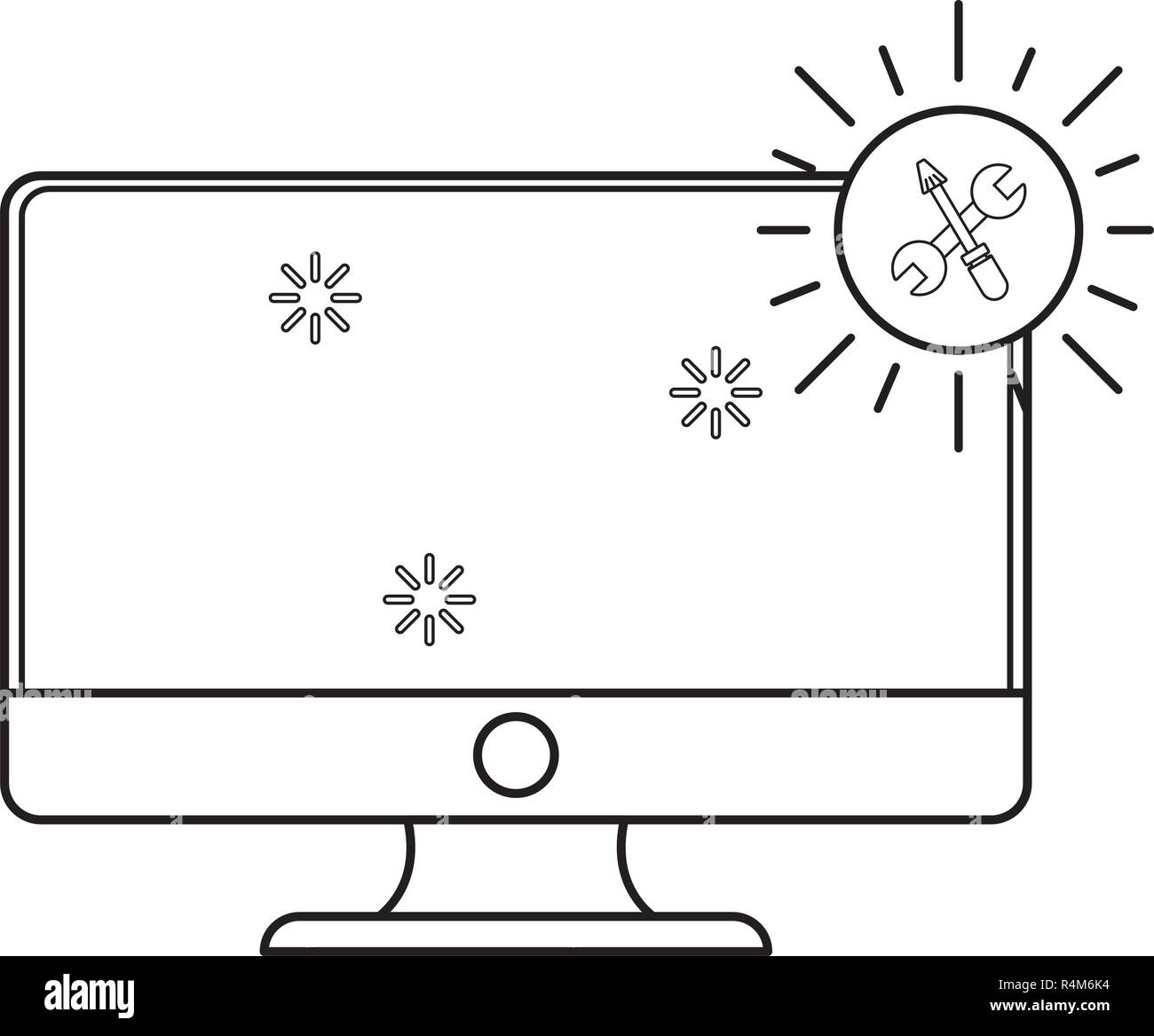 technology computer screen with support tools icon cartoon vector ...