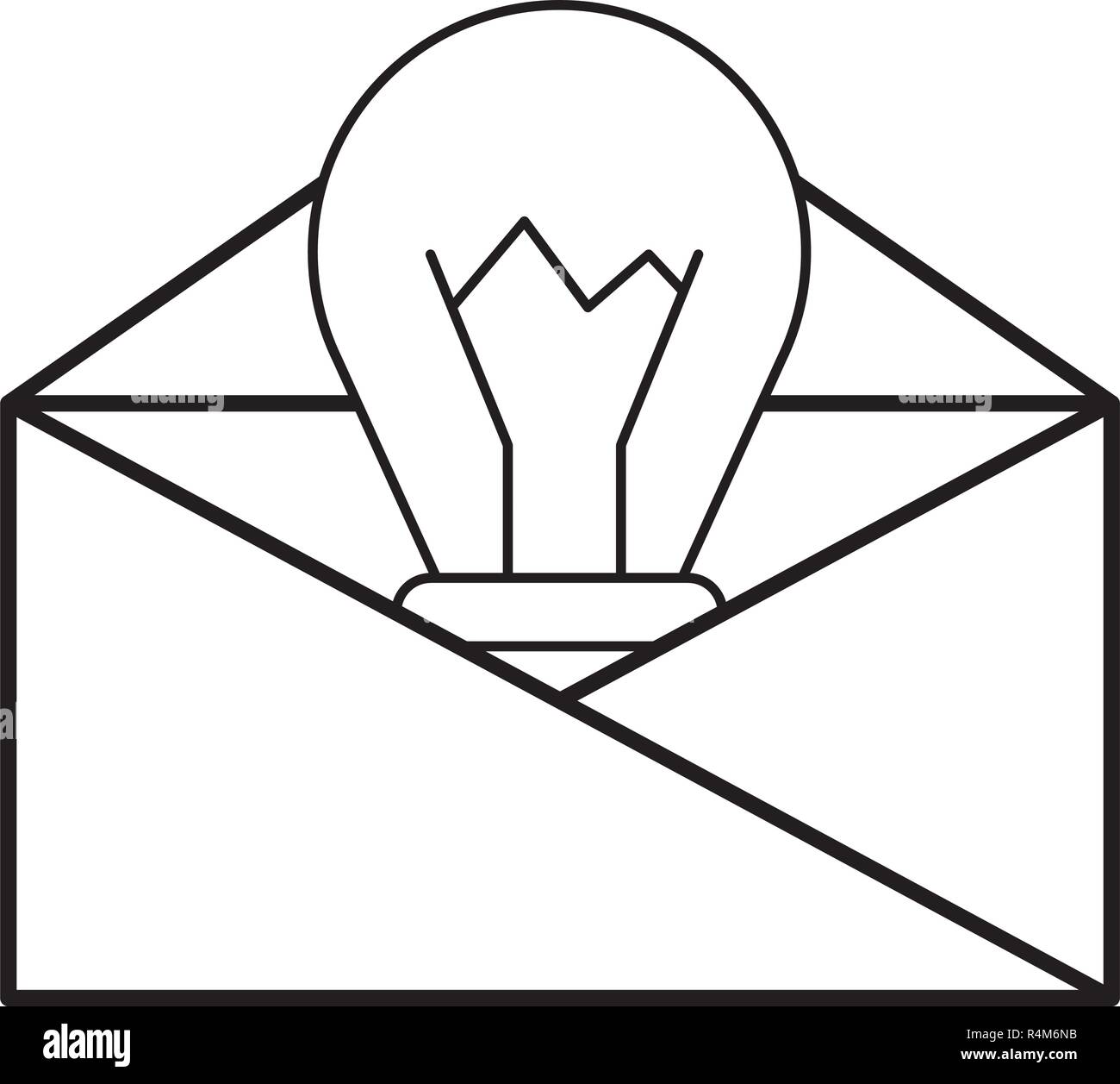 web email with light bulb idea cartoon vector illustration graphic ...