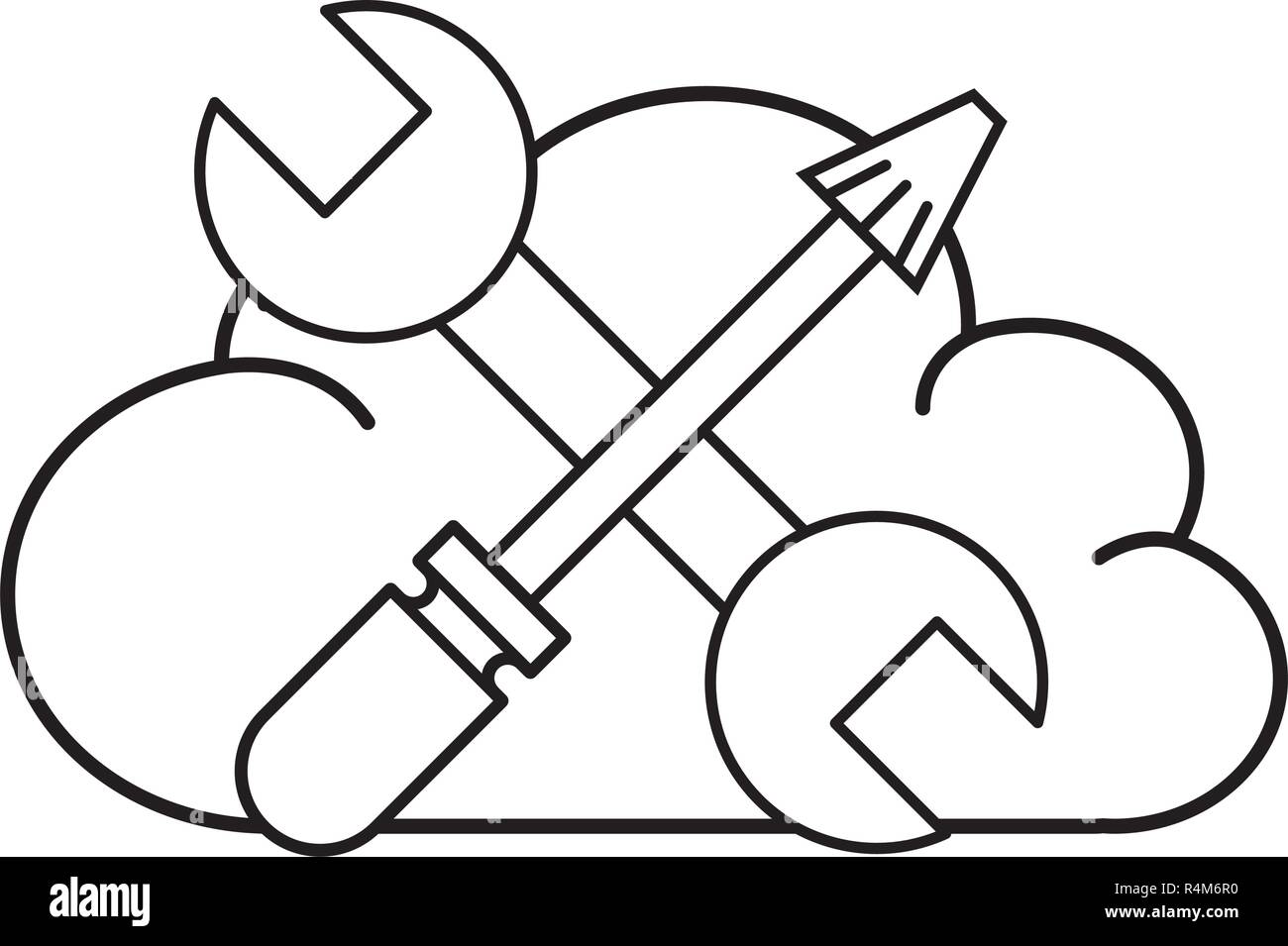 technical support web cloud with support tools cartoon vector ...