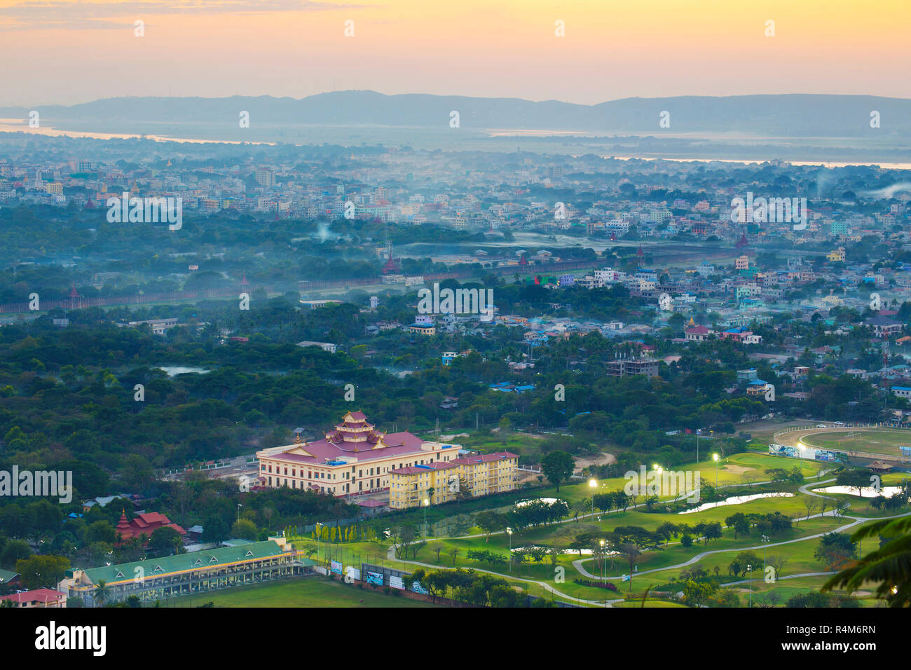 myanmar mandalay sunset Stock Photo - Alamy