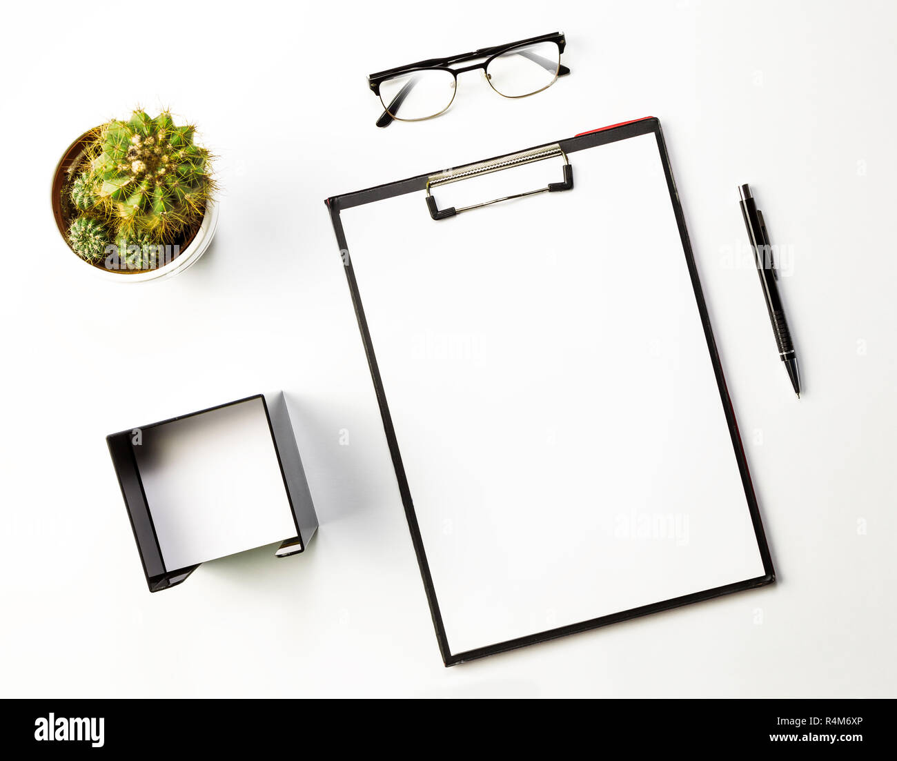 Desk element with element for product mock-up presentation. Useful for ...