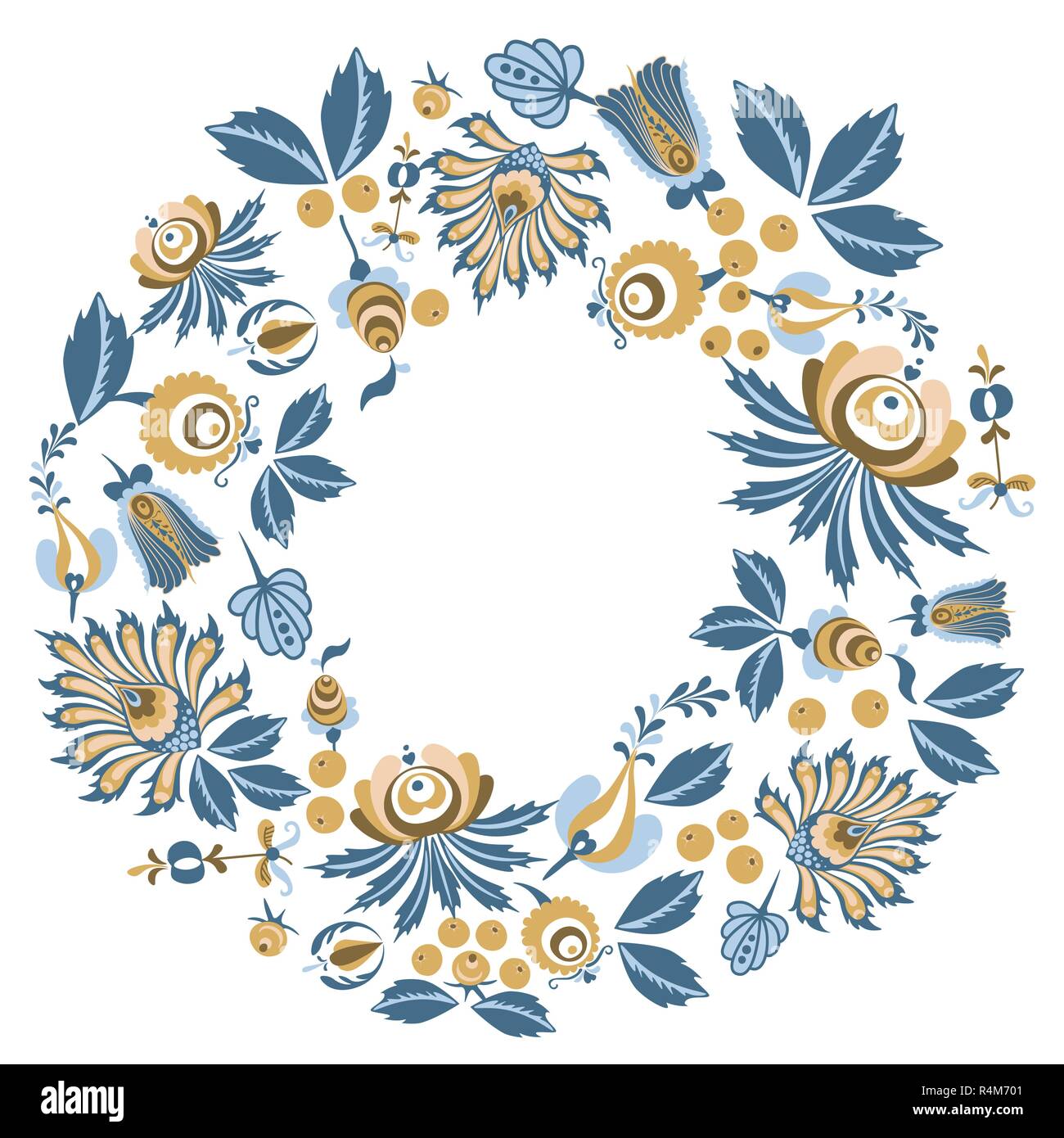 Scandinavian Floral wreath background frame with flowers and leaves for ...