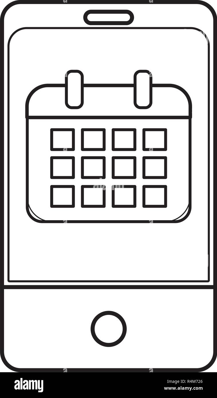 technology smartphone with calendar app cartoon vector illustration ...
