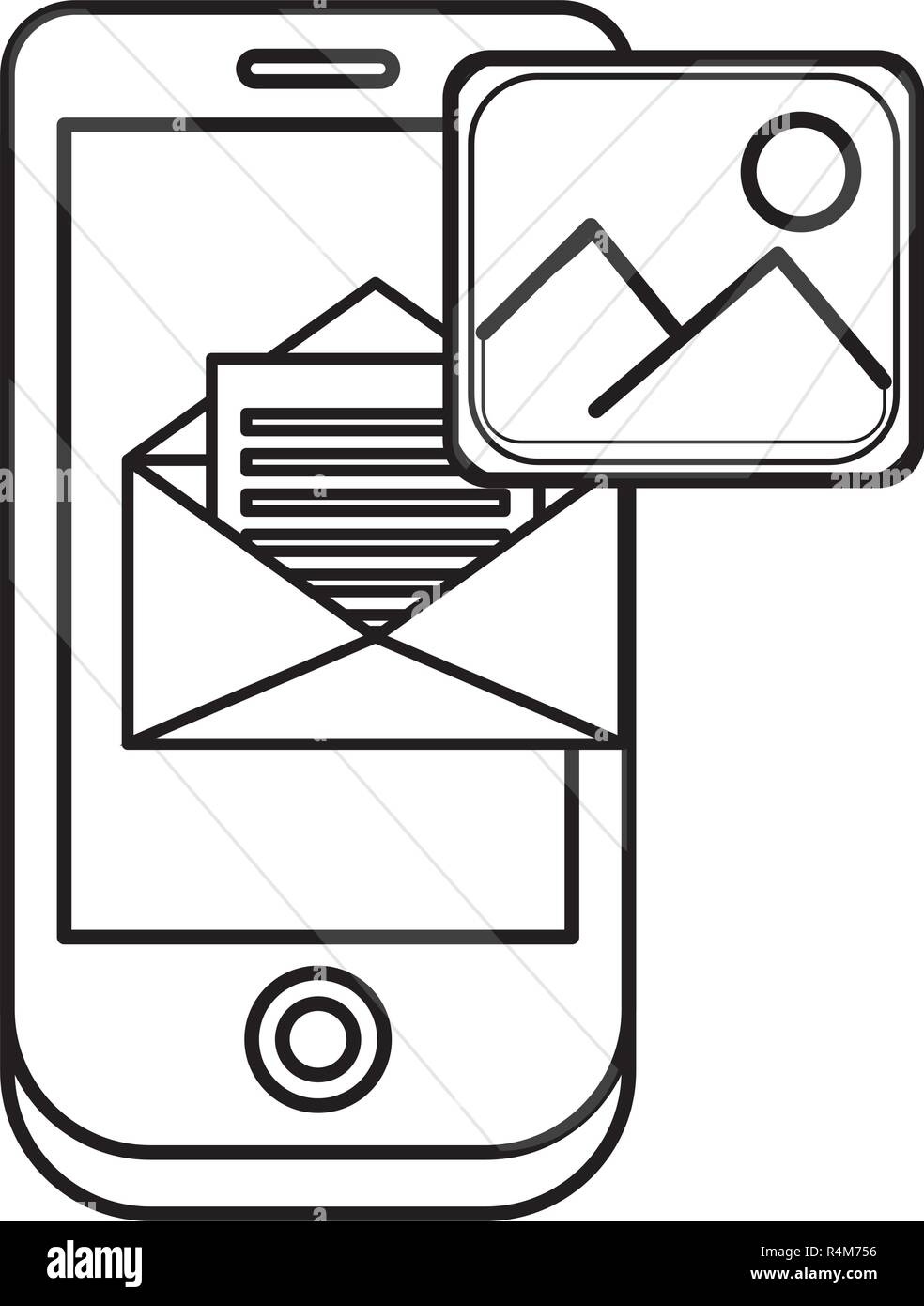 technology smartphone with image and email cartoon vector illustration ...