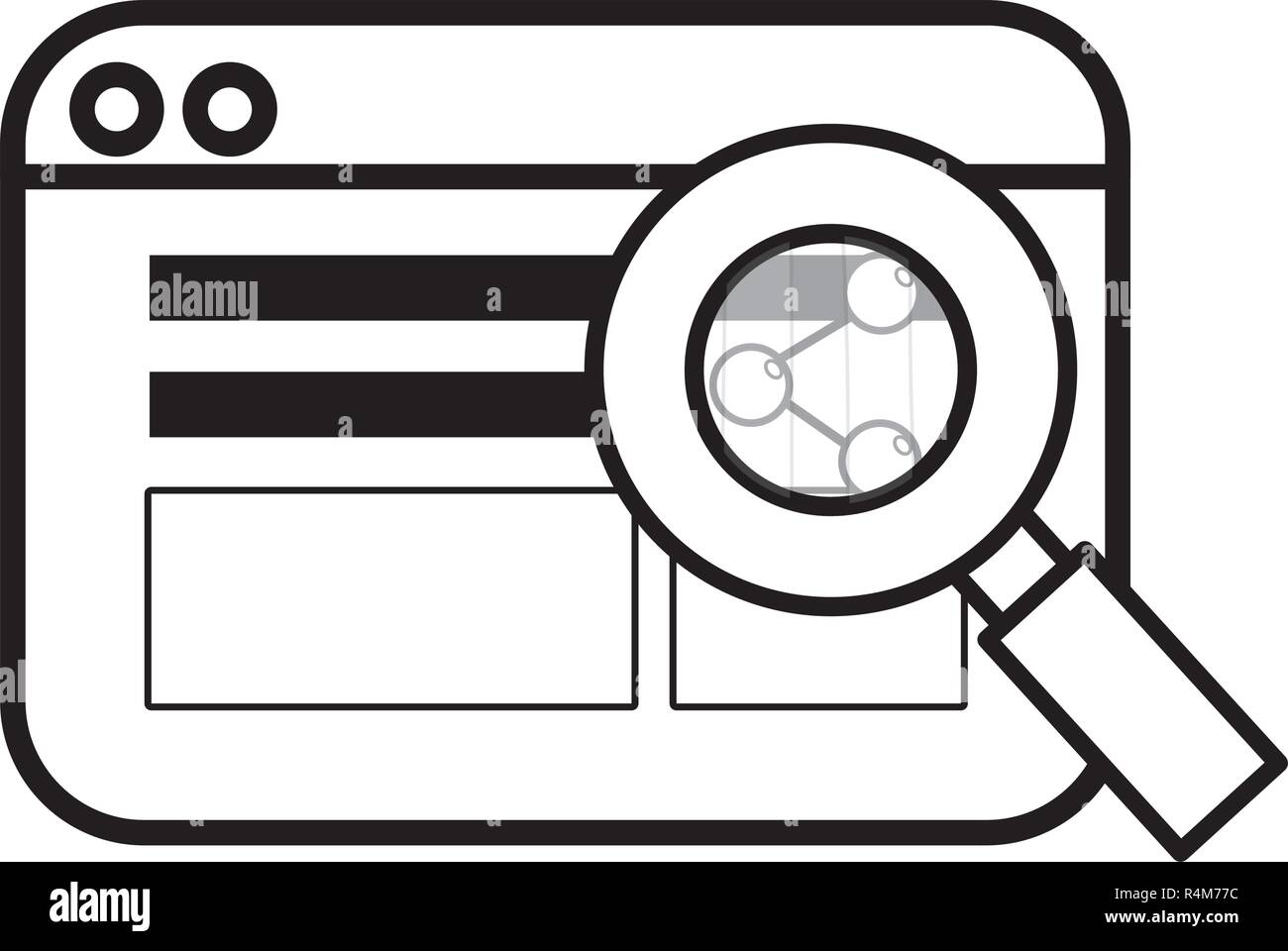 technology computer window analyzed by magnifying glass cartoon vector ...
