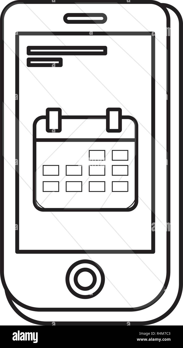 technology smartphone with calendar app cartoon vector illustration ...