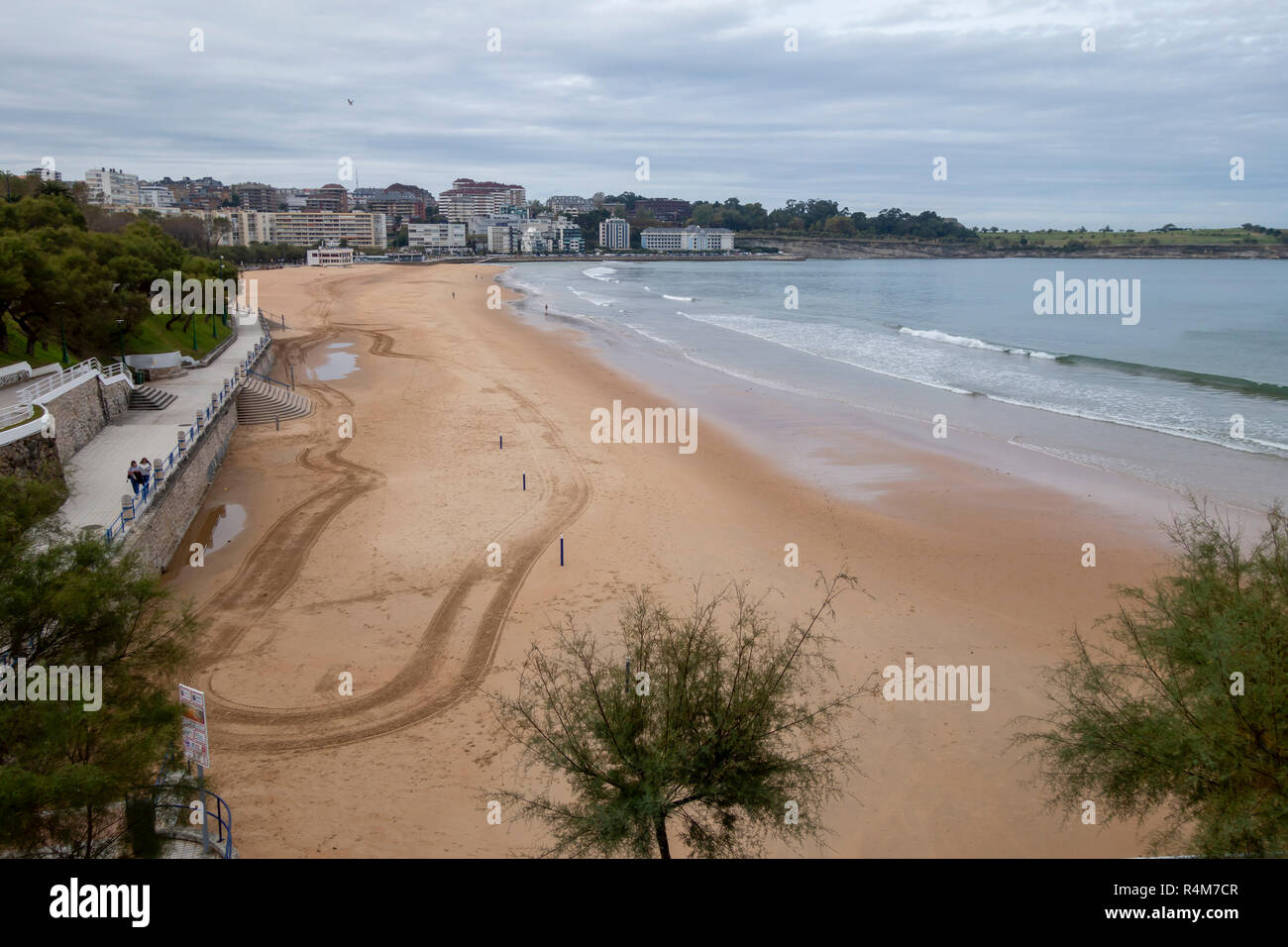 Sardinero beach, the famous and large sand beach in the city of ...