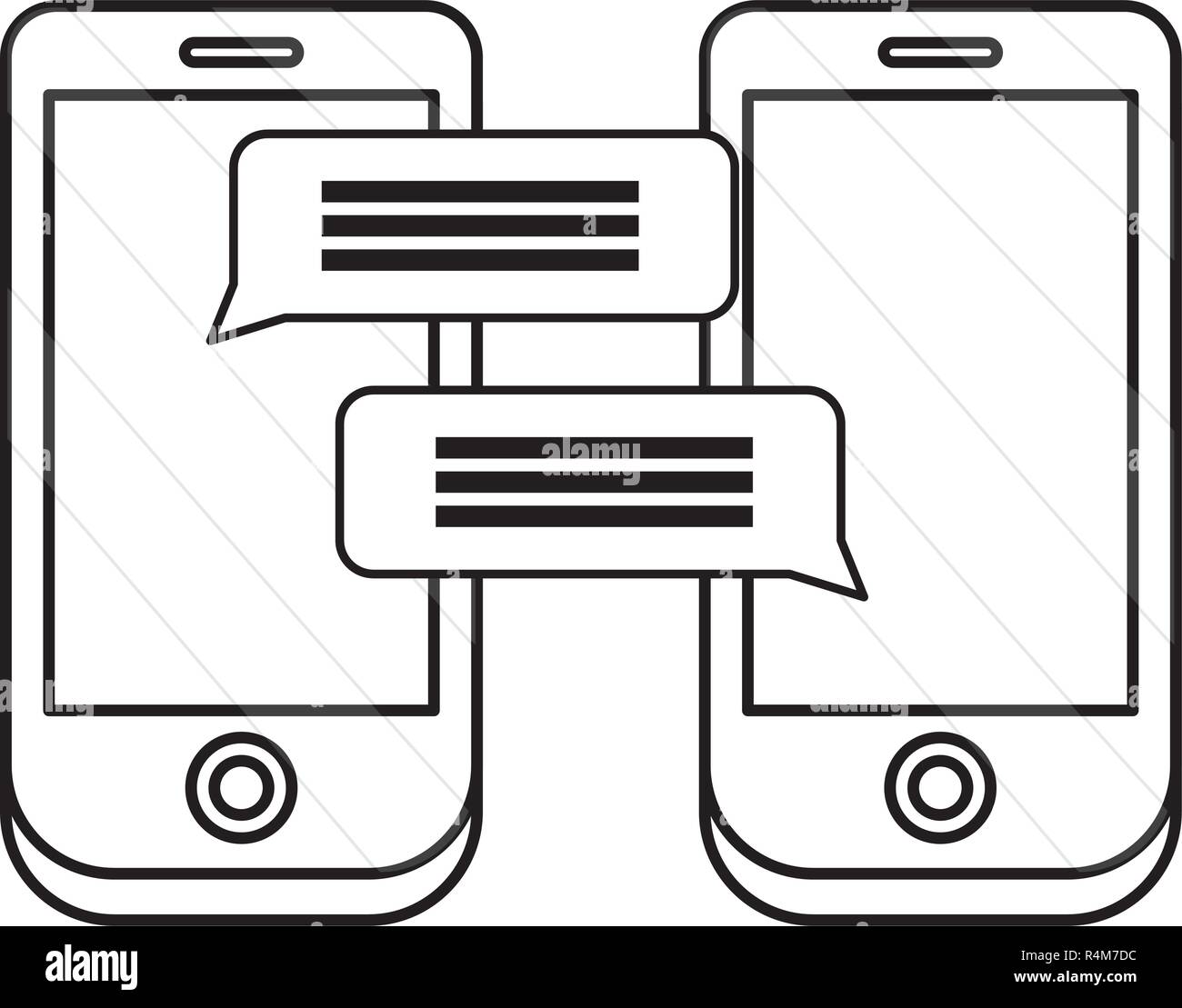 technology smartphones chatting cartoon vector illustration graphic ...