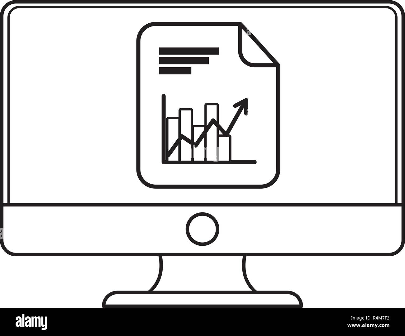 technology computer screen with statistics cartoon vector illustration ...