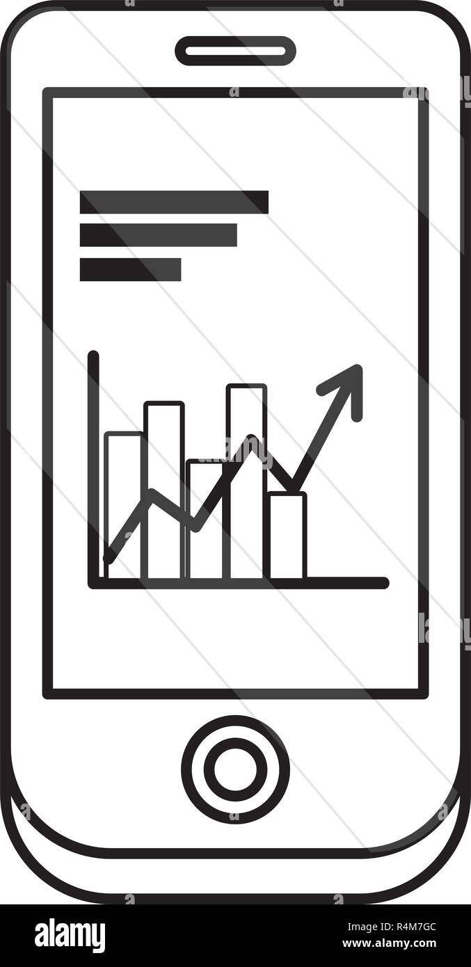 technology smartphone statistics graphic cartoon vector illustration ...
