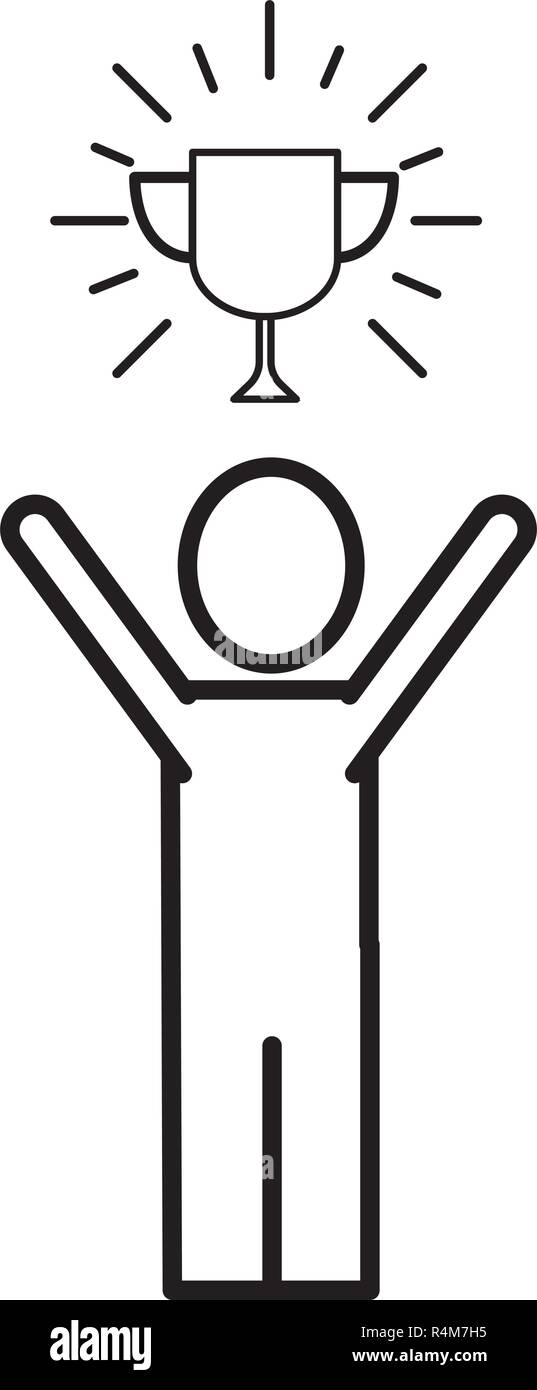 trophy with success man cartoon vector illustration graphic design ...