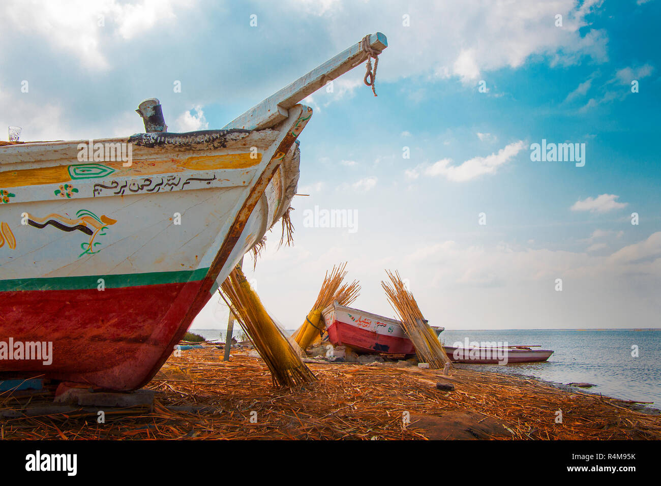 A beautiful fishing boat at Burullus Lake - Kafr El Shikh , Egypt Stock ...