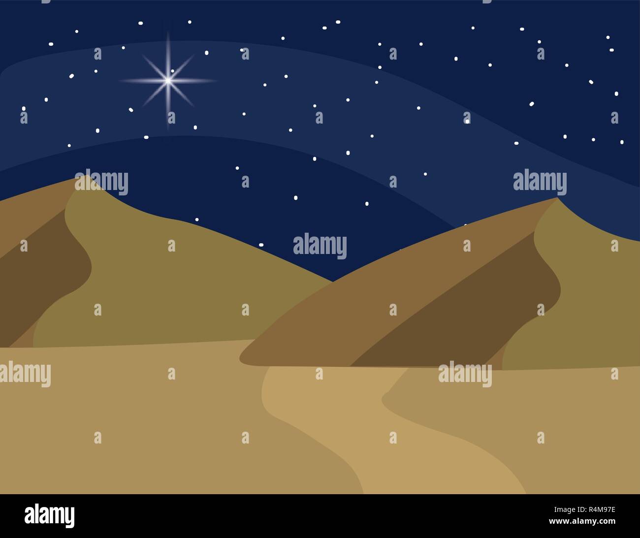 desert at night cartoon vector illustration graphic design Stock Vector ...