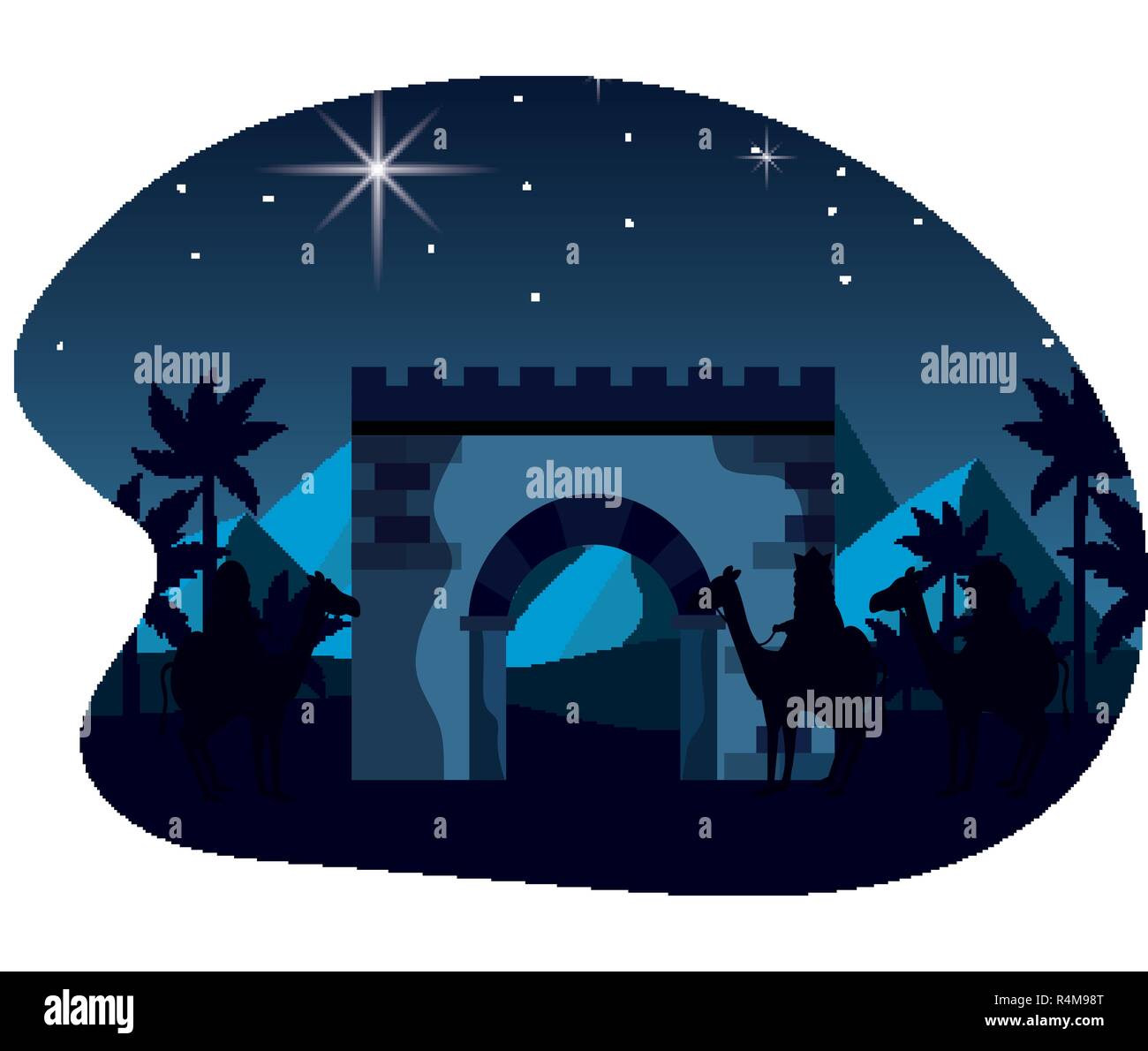 christmas nativity scene nazareth wall with wise men and camels at ...