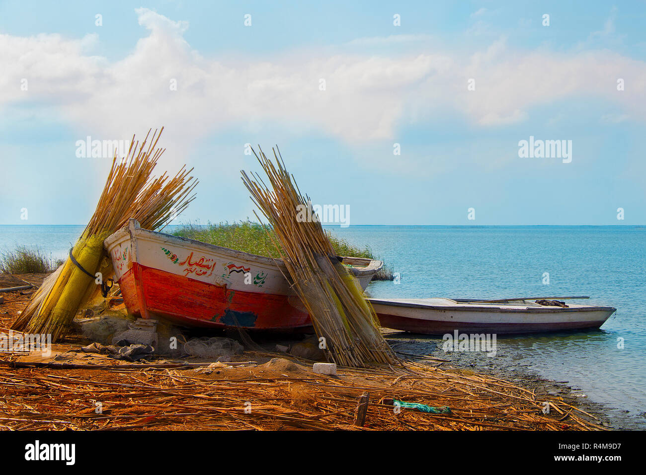 A beautiful fishing boat at Burullus Lake - Kafr El Shikh , Egypt Stock ...