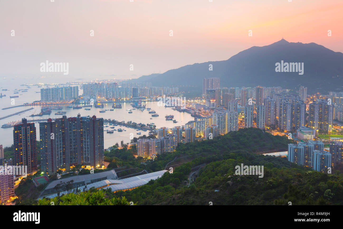 Hong Kong Tuen Mun skyline and South China sea Stock Photo - Alamy
