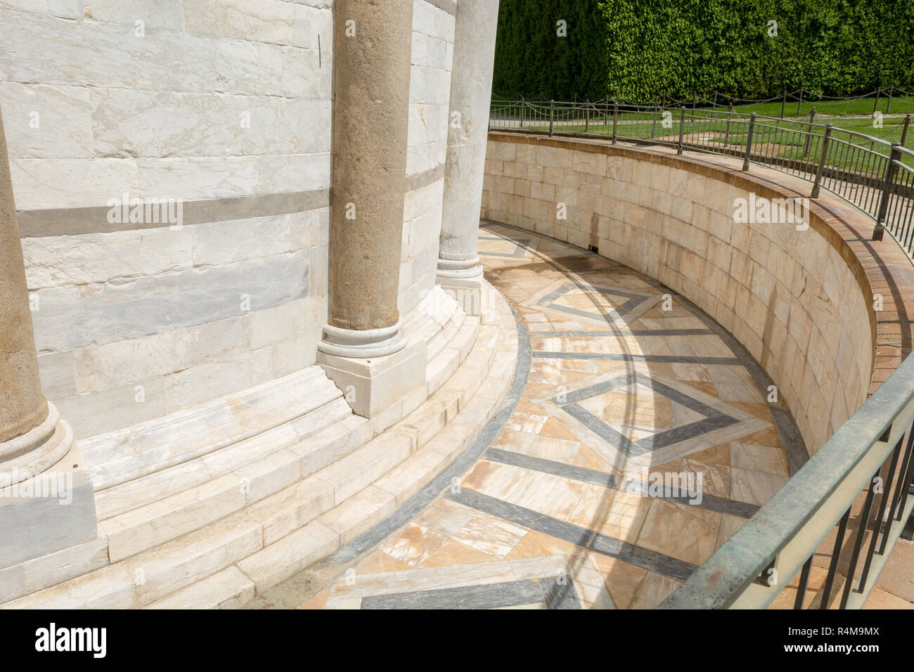 Marble foundations of the Leaning tower in Pisa Stock Photo - Alamy