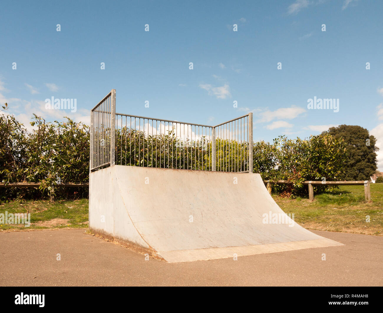 An Empty and Unused Ramp Half Pipe at the Skate Park in the Country ...