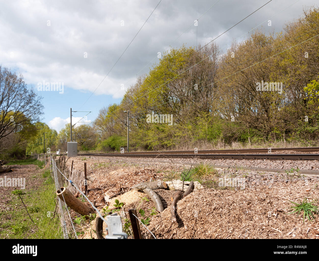 A Railway Track in the Countryside In the UK with No Train and a Barbed ...