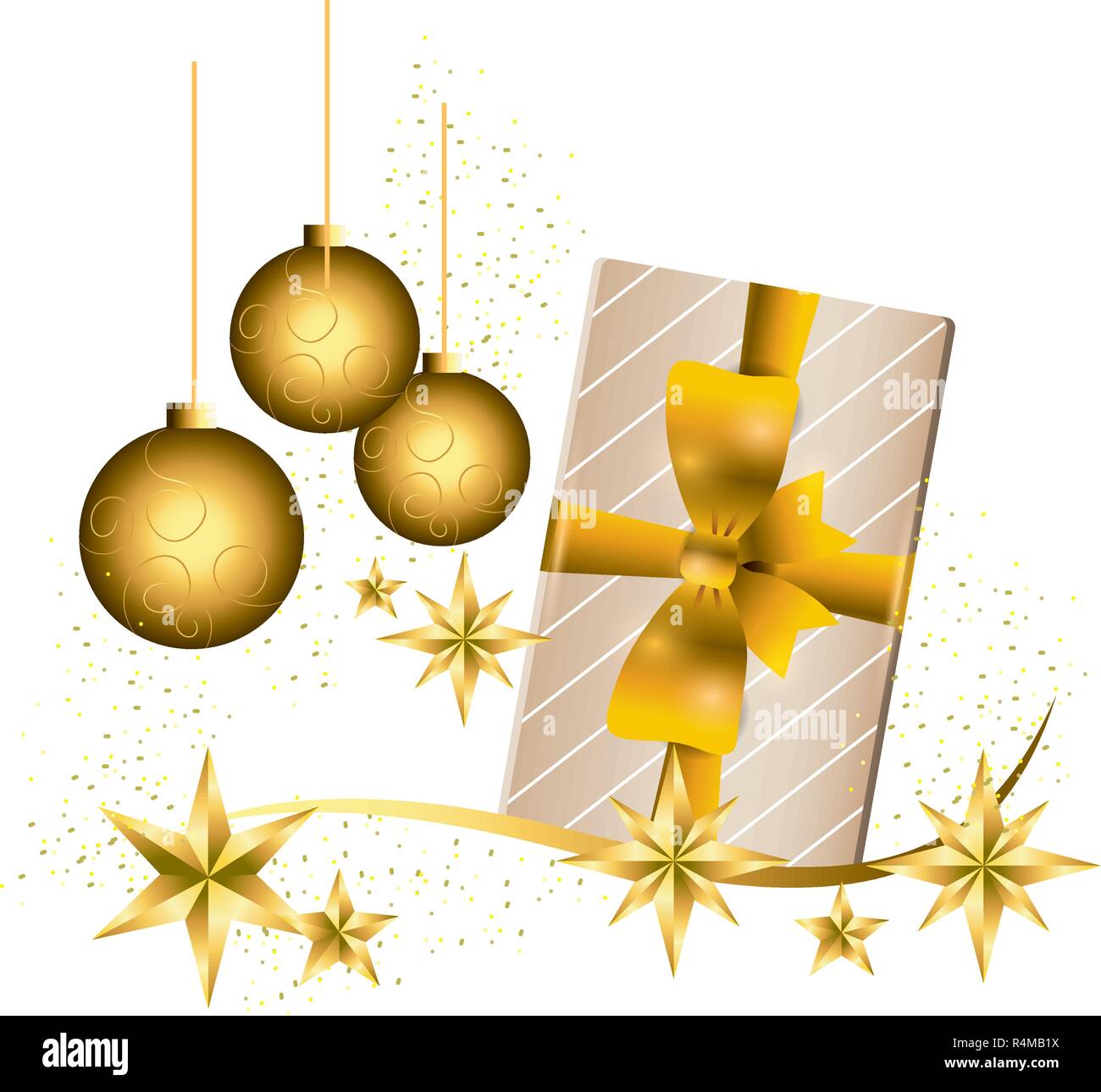 christmas gift with christmas decoration cartoon vector illustration ...