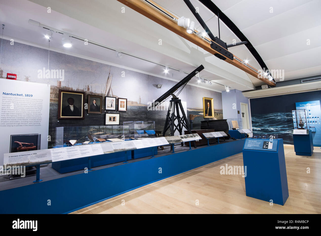 Nantucket, Massachusetts. Exhibition inside Nantucket Whaling Museum, a ...