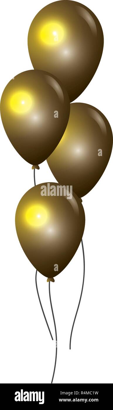 luxury and elegant golden balloons cartoon vector illustration graphic ...