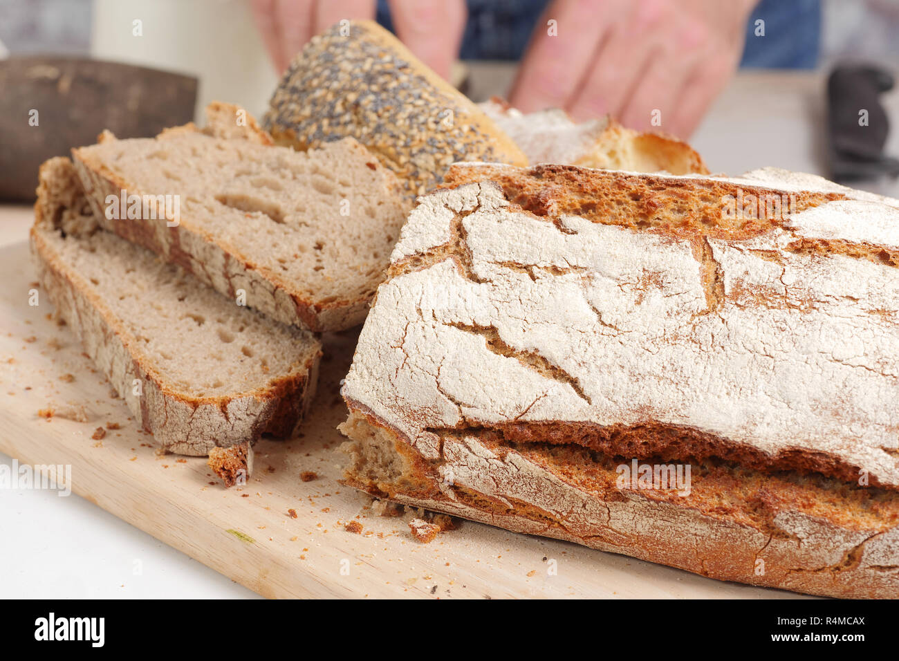 Traditional bread cut into slices Stock Photo - Alamy