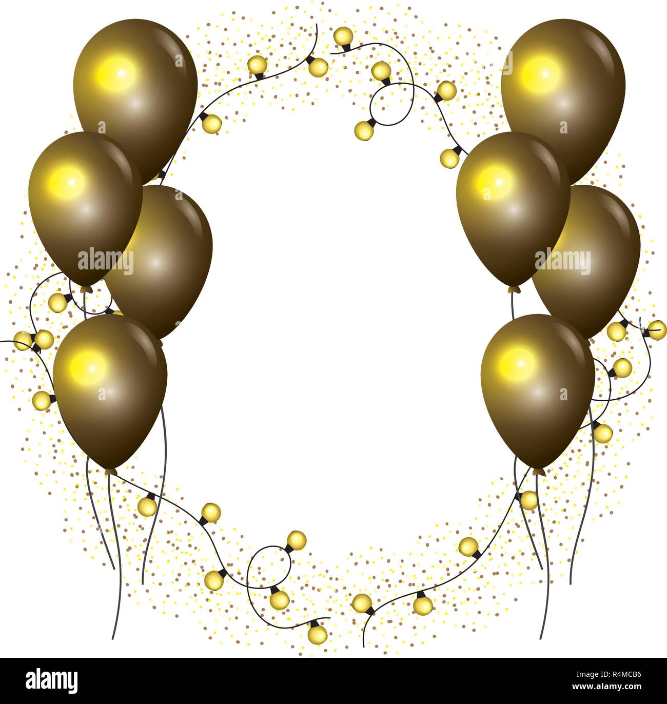 luxury and elegant golden balloons background with lights cartoon ...