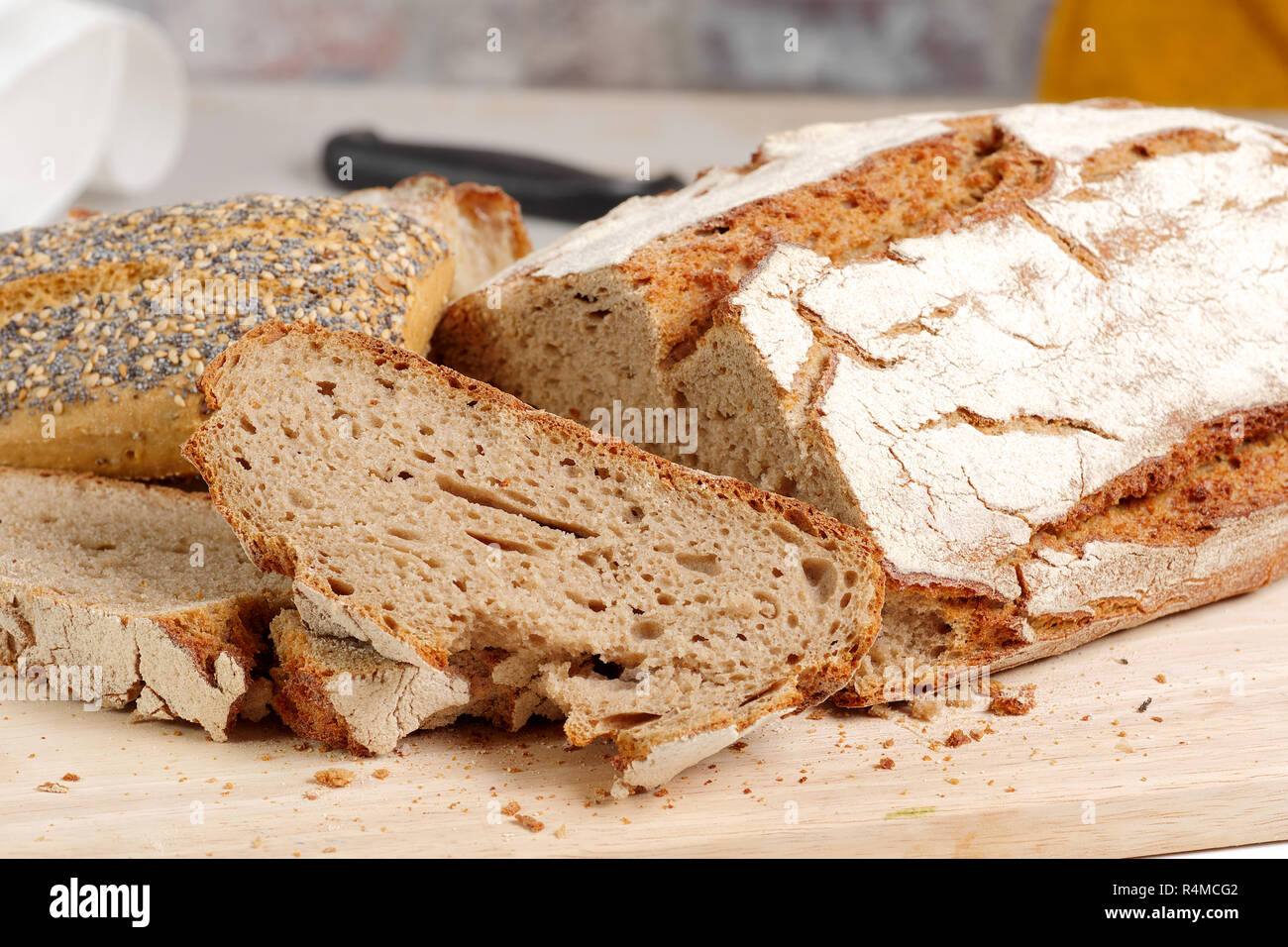 Traditional bread cut into slices Stock Photo - Alamy