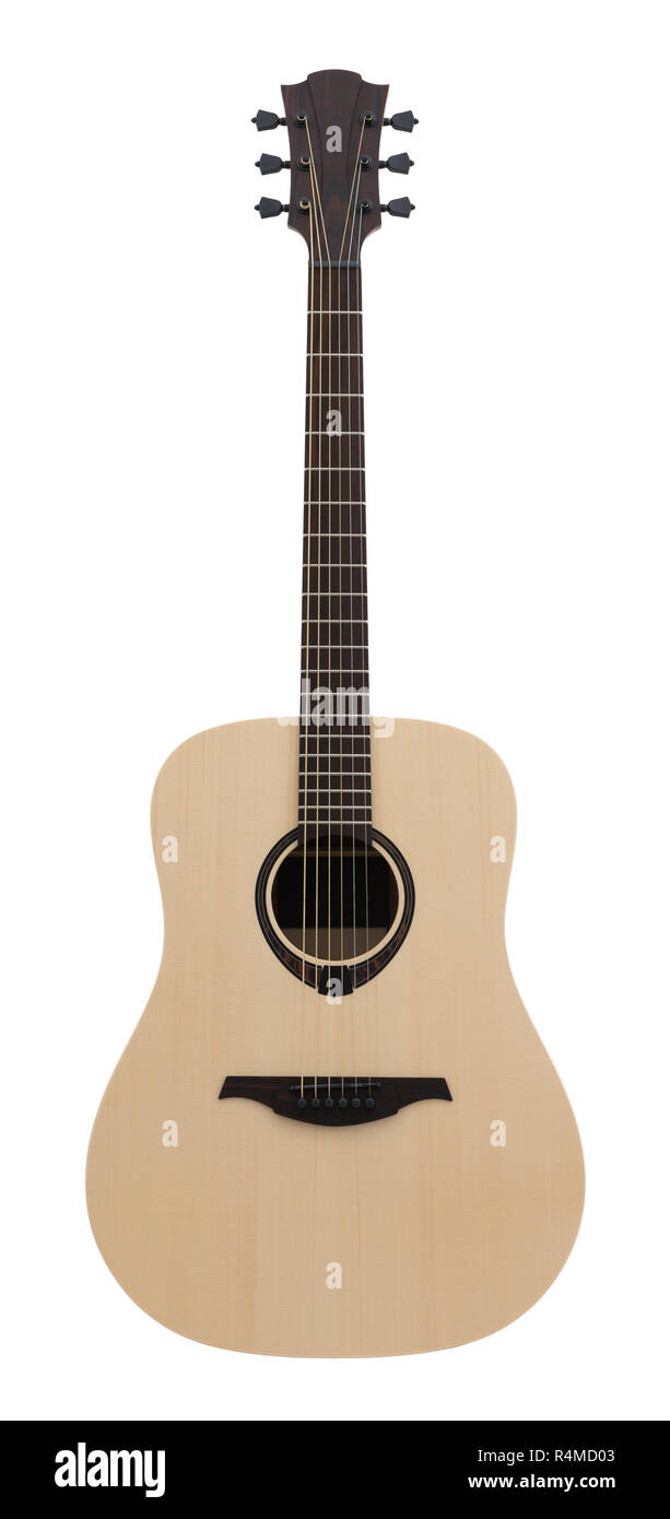 Wooden Classical Acoustic Guitar Isolated on a White Background Stock ...