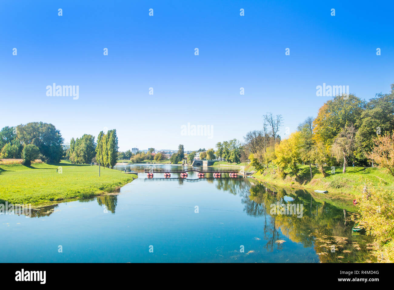 Town of Karlovac in Croatia, Korana river and city skyline Stock Photo ...