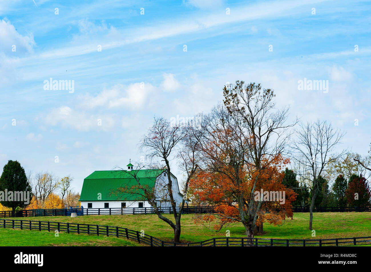 Horse Barn and Landscape from the Bluegrass Region of Kentucky Stock ...