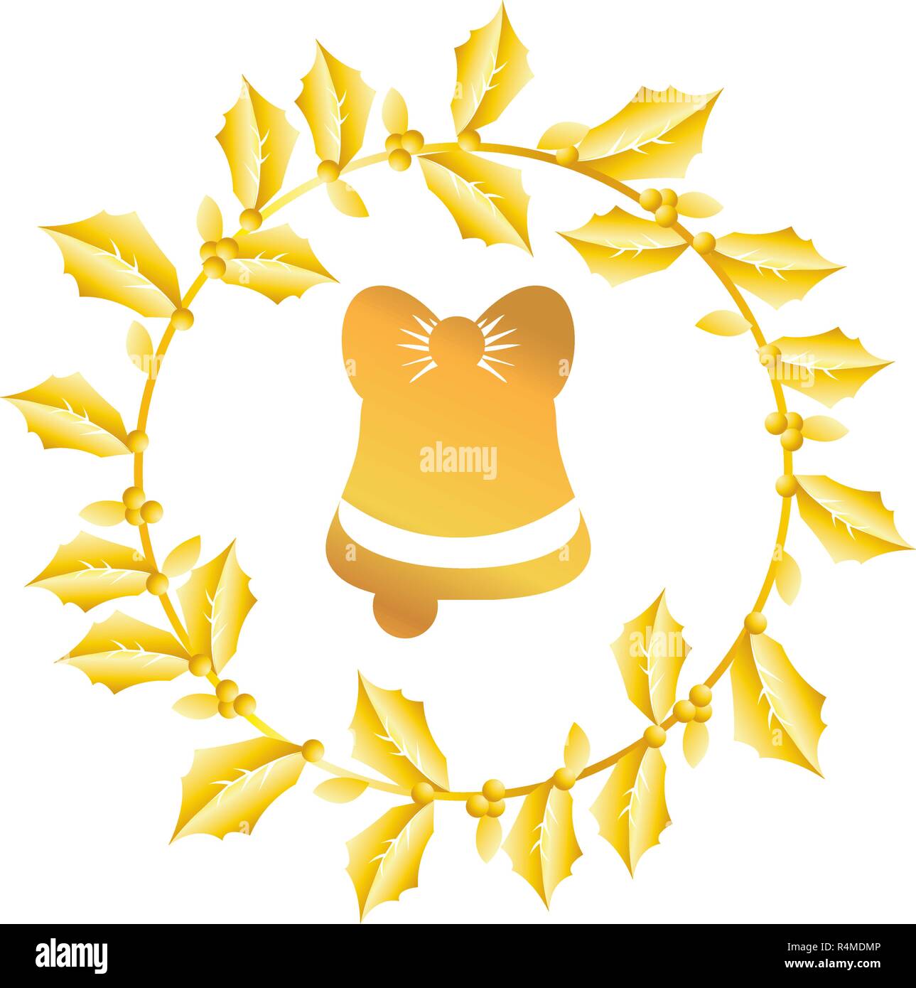 christmas bell with christmas hat decoration cartoon vector ...